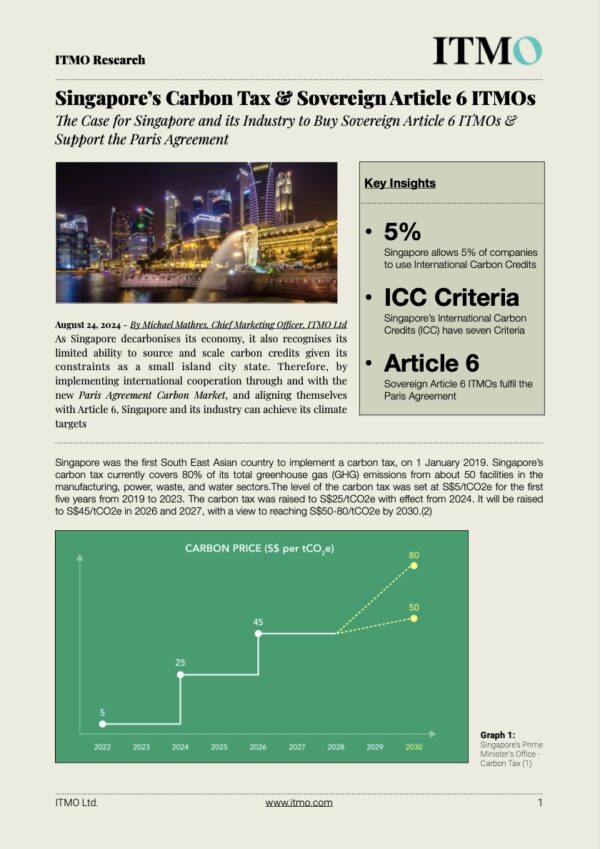 Singapore’s Carbon Tax & Sovereign Article 6 ITMOs - ITMO Ltd - www.itmo.com